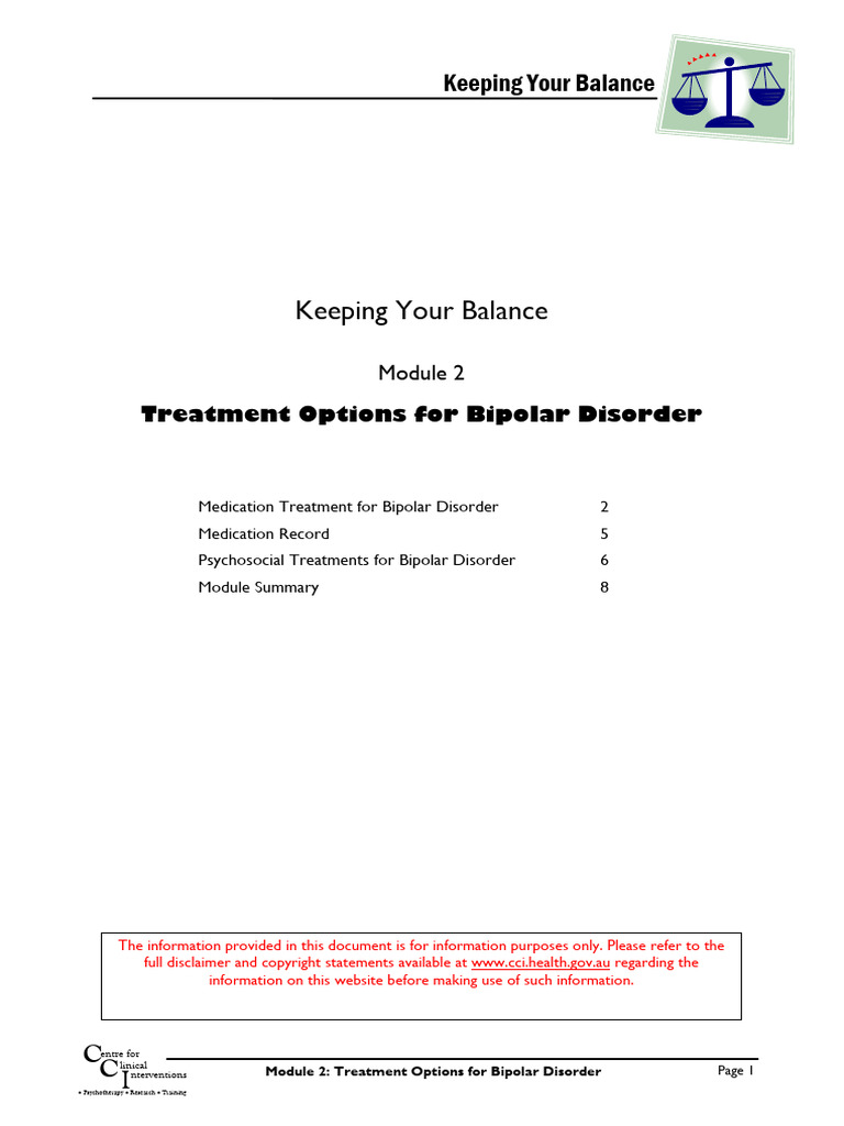 Keeping Your Balance - 02 - Treatment Options For Bipolar Disorder ...