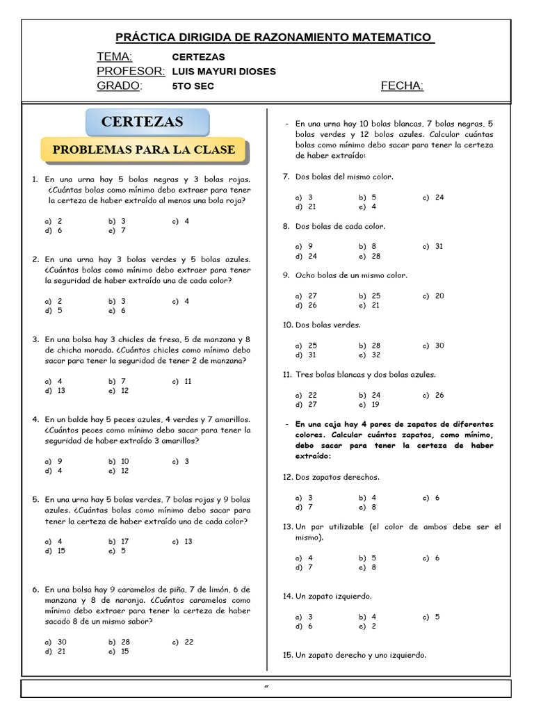 Tema 4 Certezas RM 5to Sec | PDF