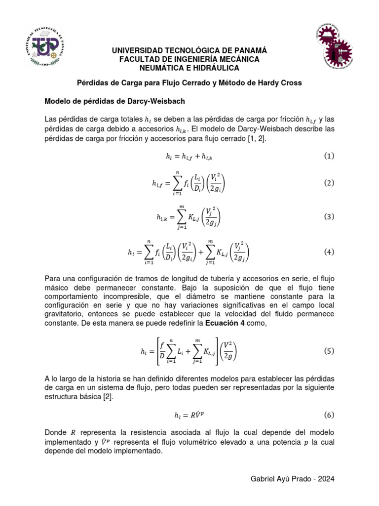 Pérdidas de Carga para Flujo Cerrado y Método de Hardy Cross | PDF ...