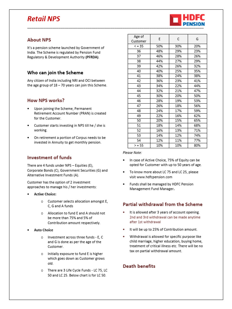One Pager Nps Updated | Download Free PDF | Personal Finance ...