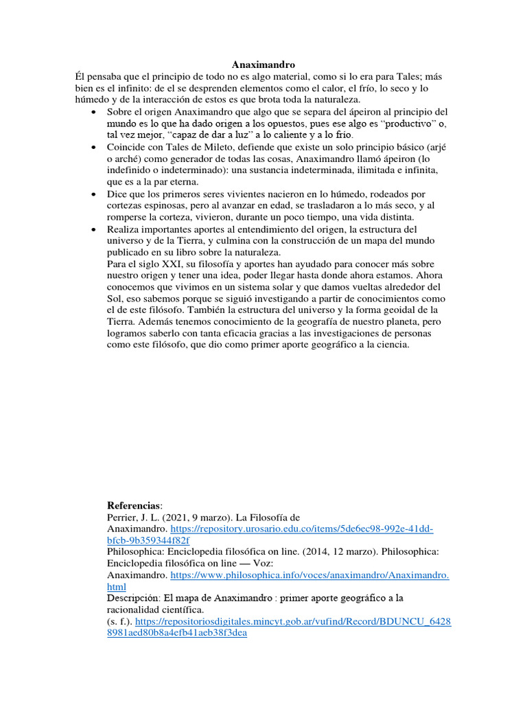 Anaximandro y el origen de la vida | PDF | Metafísica