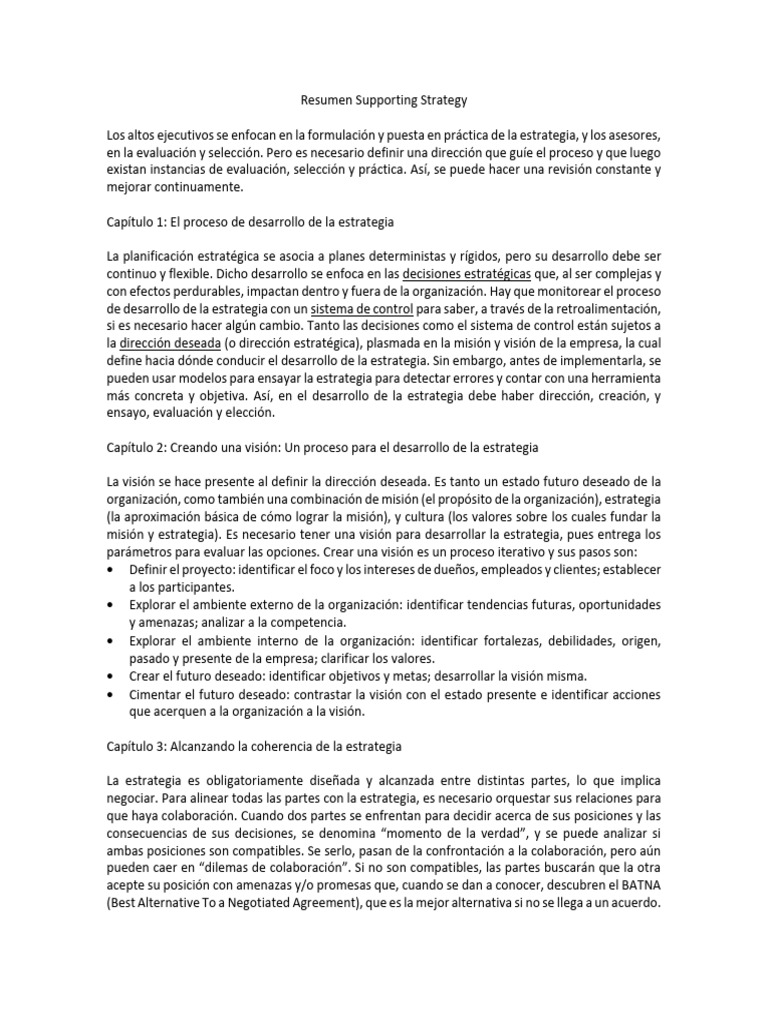 Resumen Supporting Strategy | PDF | Business
