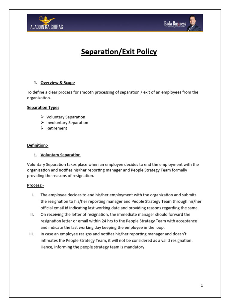 Employee Exit Policy | PDF | Employment