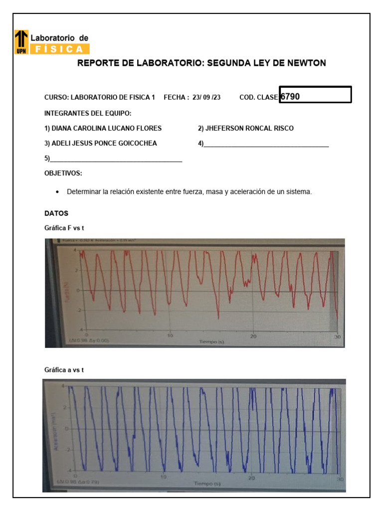 Reporte Lab Fisi1 s06 2ln | PDF | Masa | Fuerza