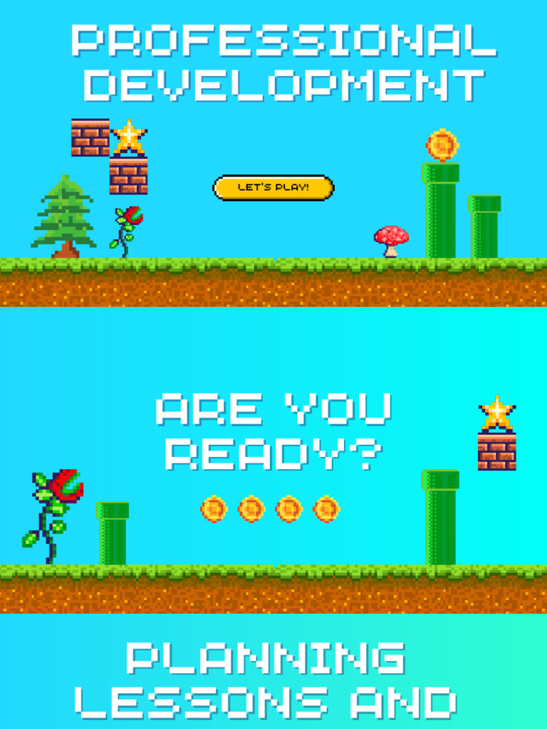 Blue and Yellow Neon Retro Pixel Art Game Night Game Presentation | PDF ...