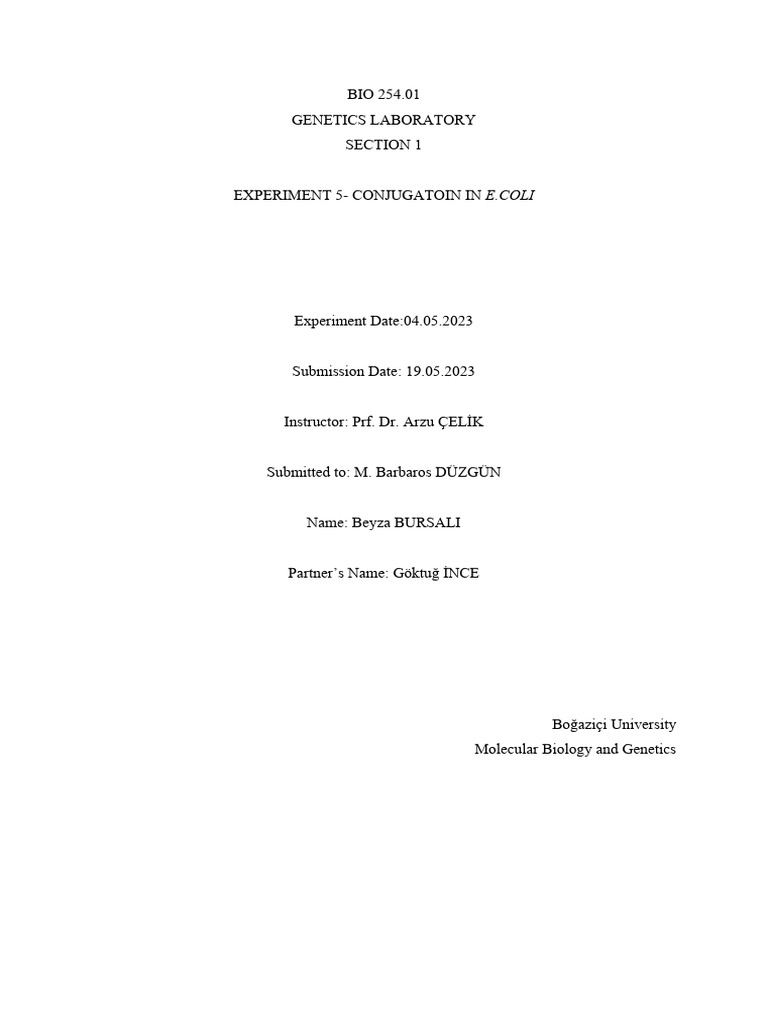BIO 254 Experiment 5 | PDF | Colony Forming Unit | Transformation ...