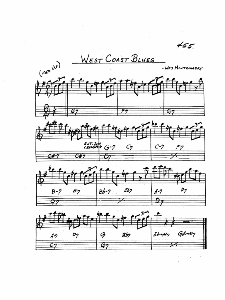 West Coast Blues Eb Lead Sheet | PDF