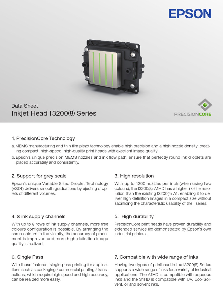 I3200(8) Series Inkjet Head Overview | PDF | Printer (Computing) | Printing