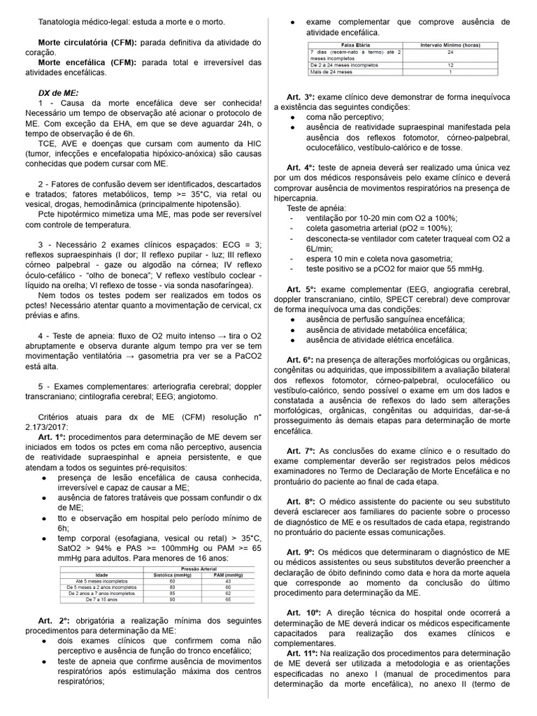 Resumo Med Legal - Mod 20 | PDF | Morte | Autópsia