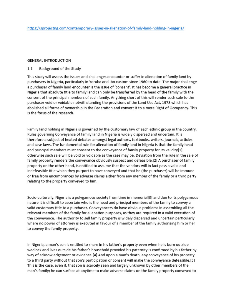 Challenges in Selling Family Land in Nigeria | PDF | Conveyancing ...