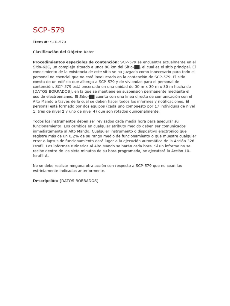 SCP 579 | PDF | Hogar, jardinería y bricolaje | Tecnología