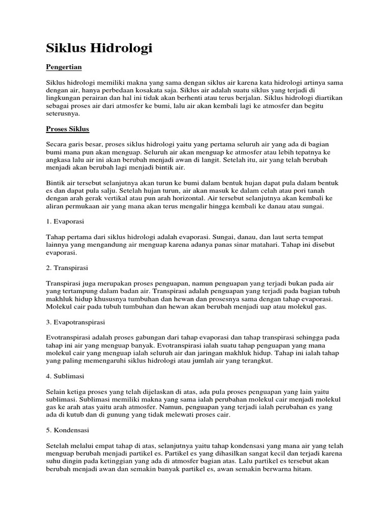Siklus Hidrologi | PDF | Ilmu Sosial | Sains & Matematika
