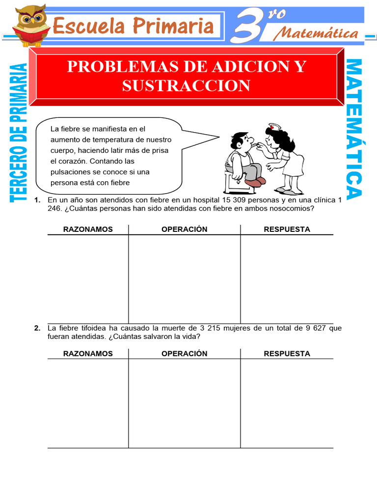 Problemas de Adicion y Sustraccion para Tercero de Primaria | PDF ...