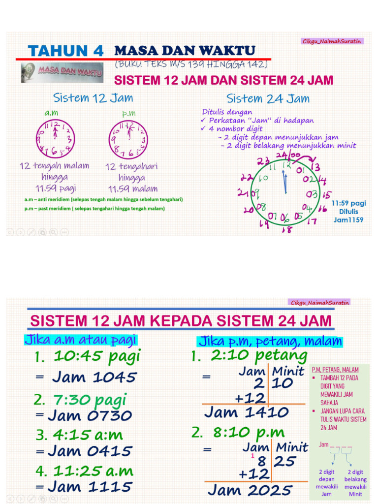 Nota Masa Dan Waktu Mate T 4 | PDF