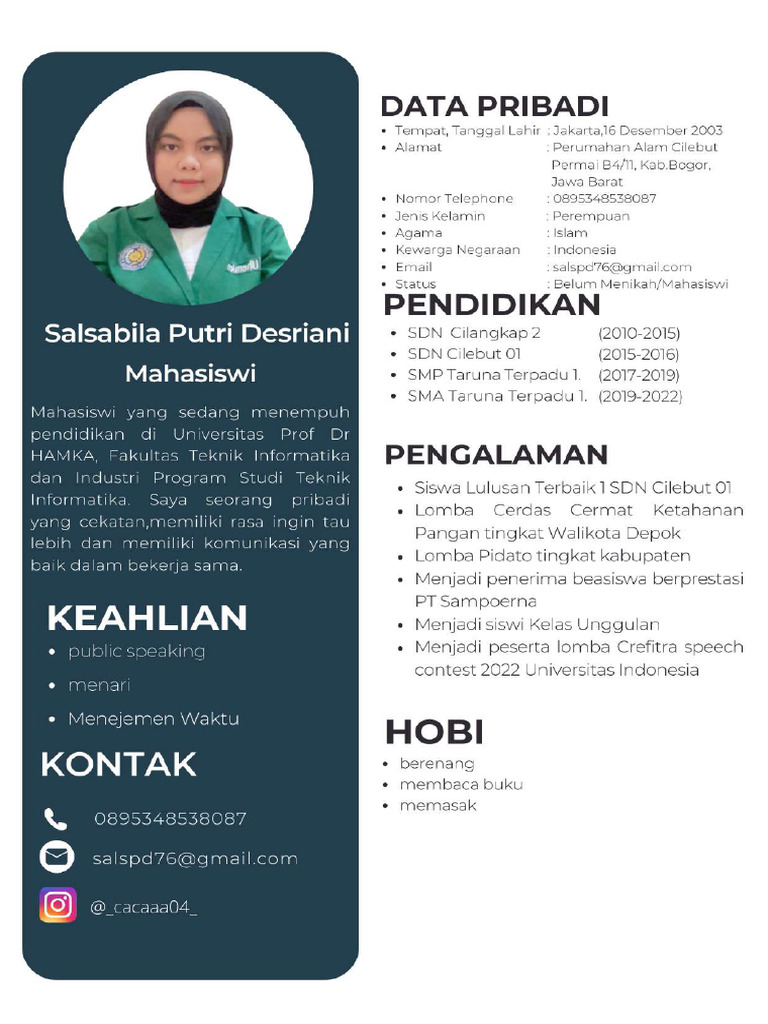 CV Salsabila Putri Desriani | PDF