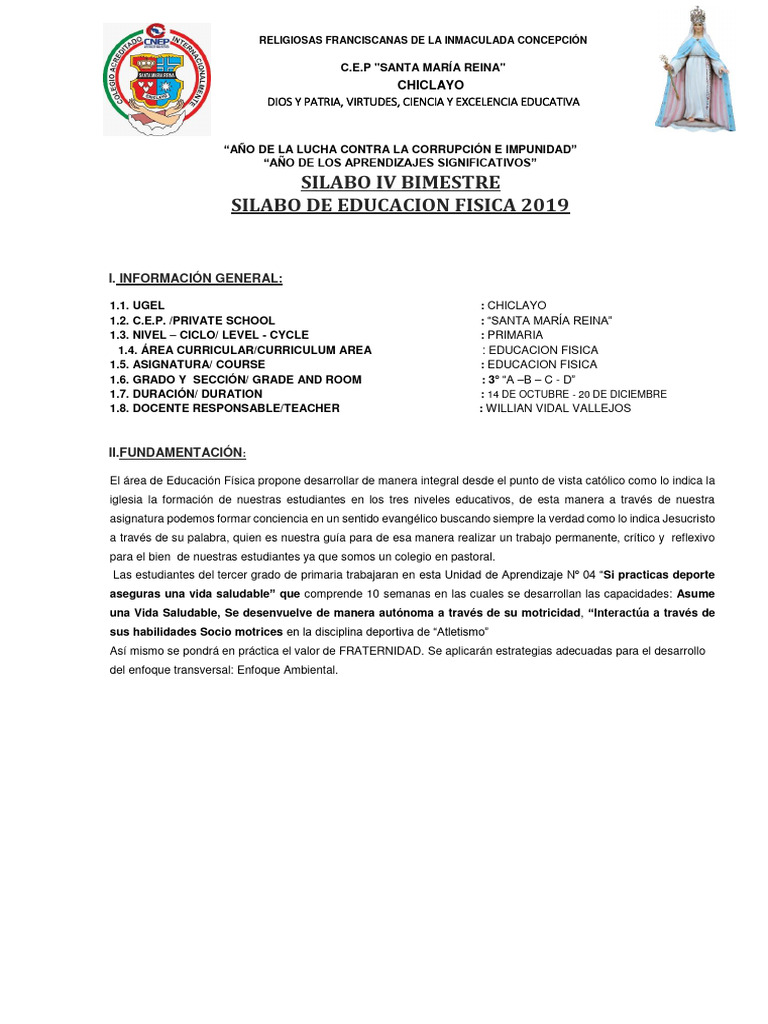 Educacion Fisica 3ro Prim IV Bim 2019 | PDF | Evaluación | Educación Física