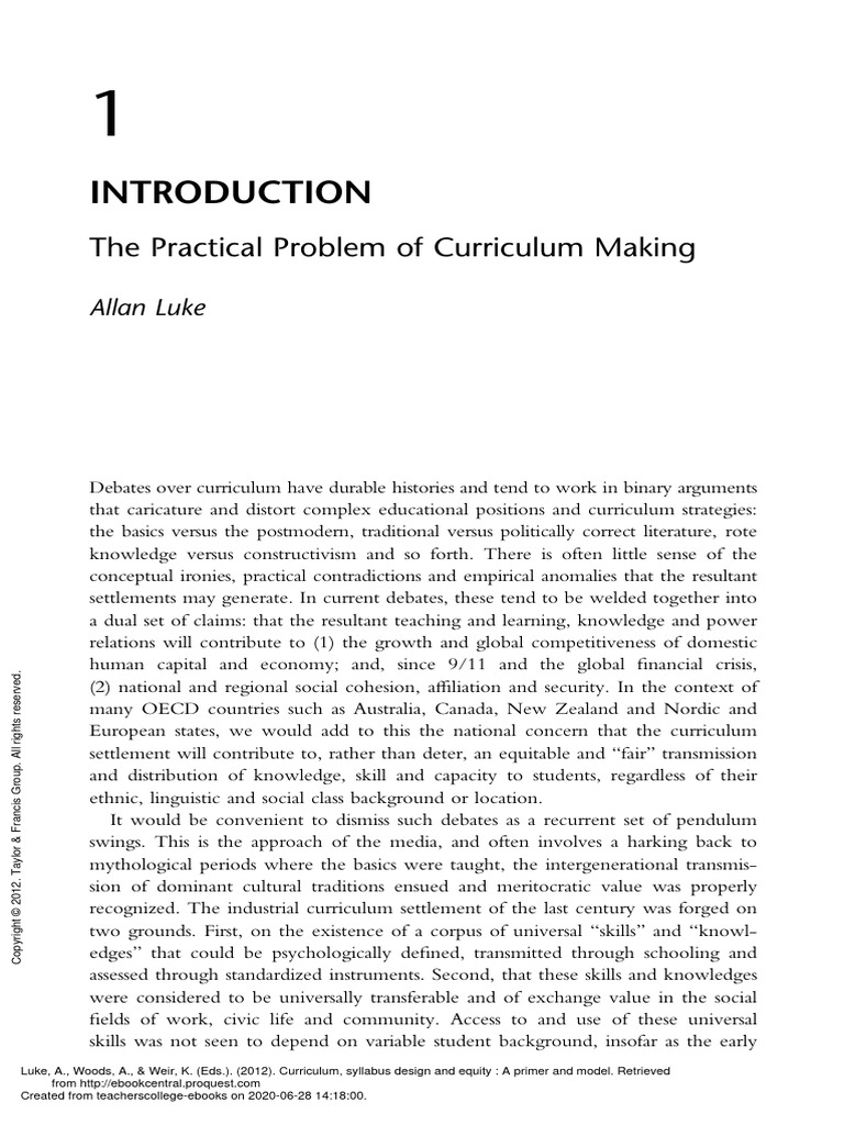 Luke Practica Problem of Curriculum Making | PDF | Curriculum | Teachers