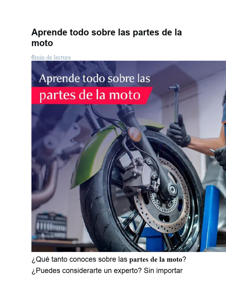 Aprende Todo Sobre Las Partes de La Motor | PDF | Motocicleta | Pistón