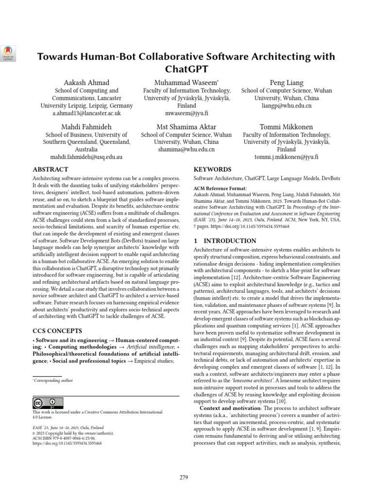 Towards Human-Bot Colloborative Software Architecting | PDF | Software Architecture | Software ...