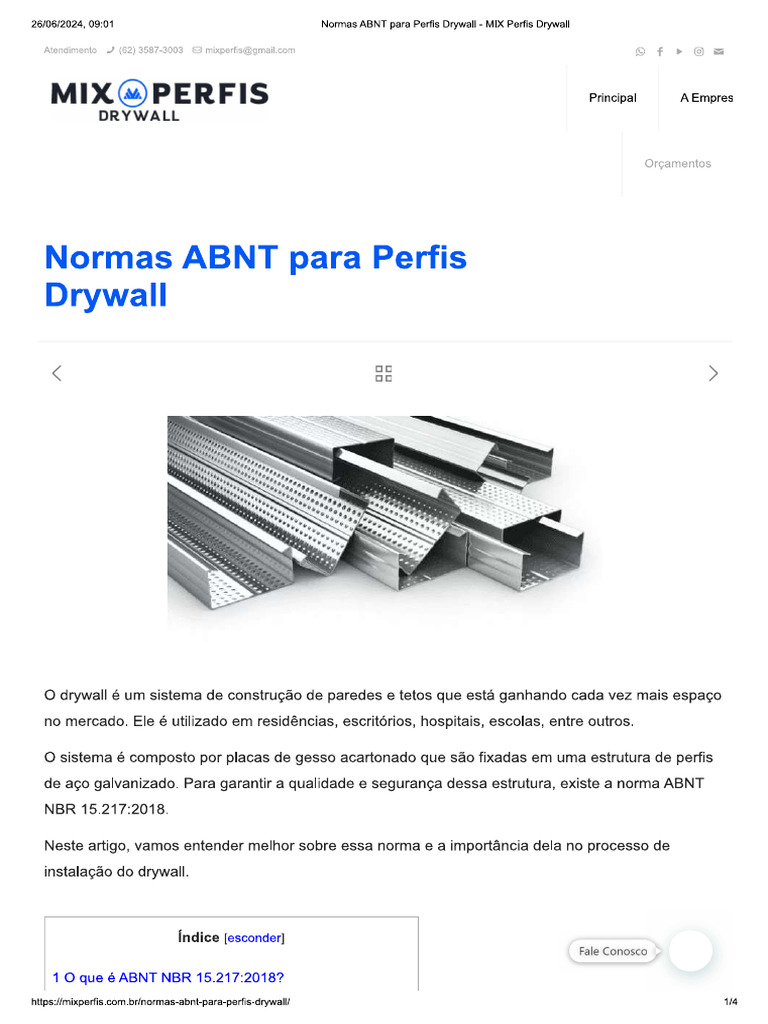 Normas ABNT para Perfis Drywall | PDF