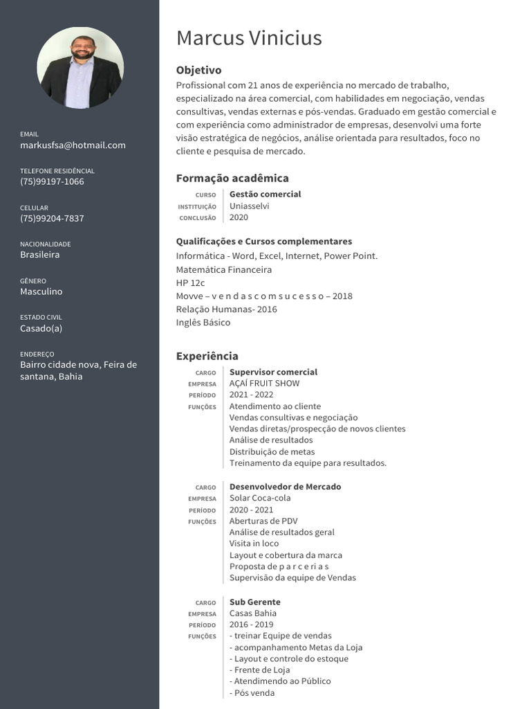Marcus Vinicius - Currículo | PDF | Desenvolvimento profissional
