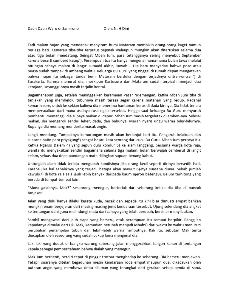 Cerpen Daun Daun Waru Di Samirono | PDF