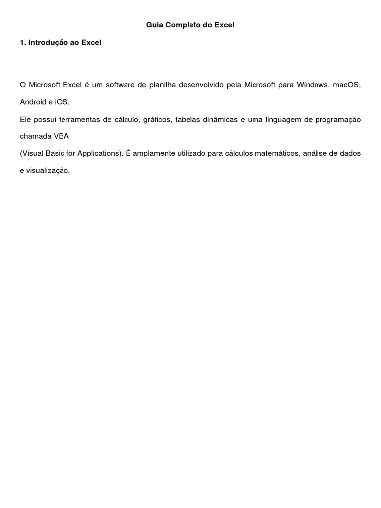 Guia Completo Excel Pdf Microsoft Excel Macro Ciência Da Computação