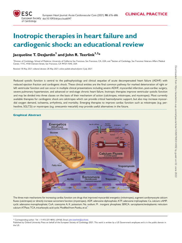 Agentes Inotropicos en Falla Cardiaca y Shock Cardiogenico | PDF ...