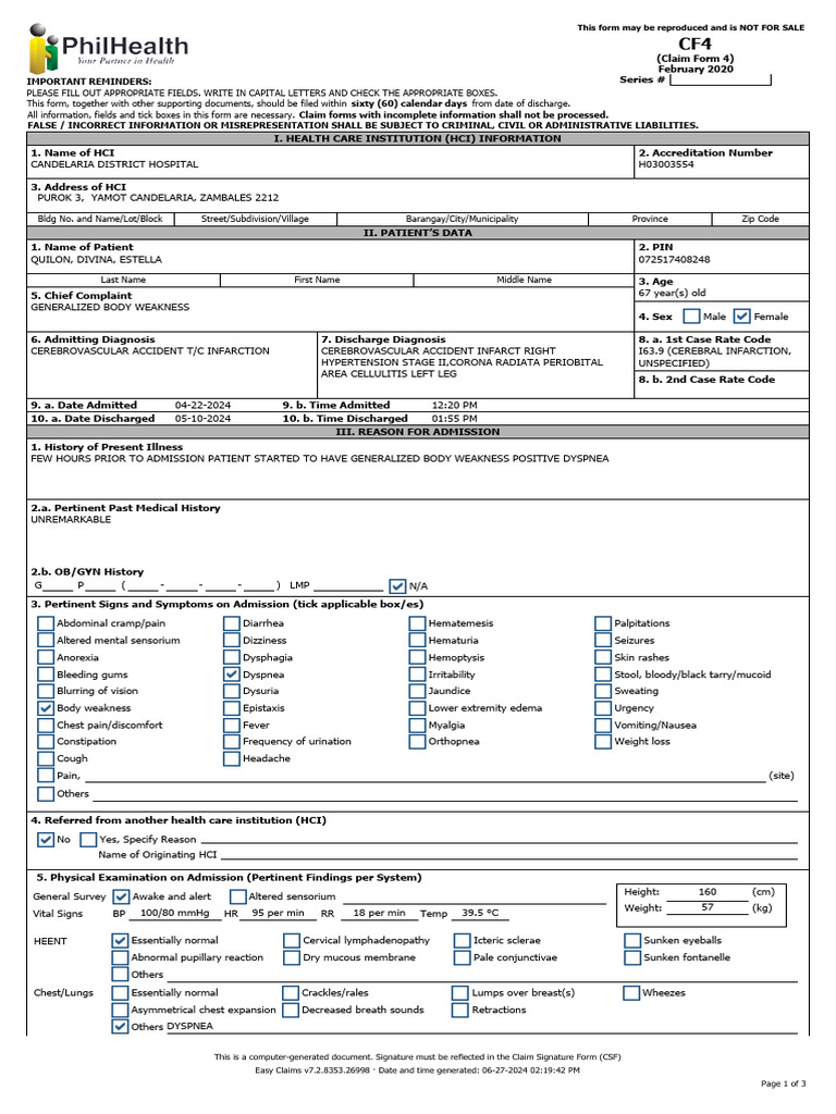 Cf4 Quilon Divina Estella 20240627 | PDF | Potassium Chloride | Medical ...