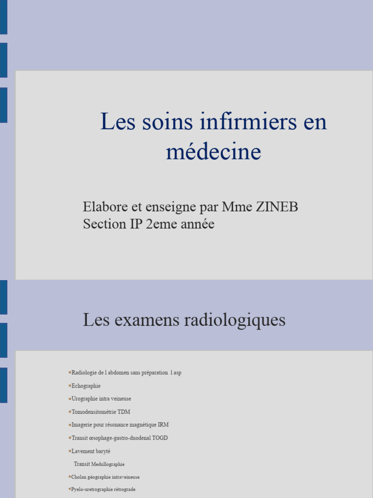Soins Infirmiers en Médecine et Imagerie | PDF | Angiographie ...