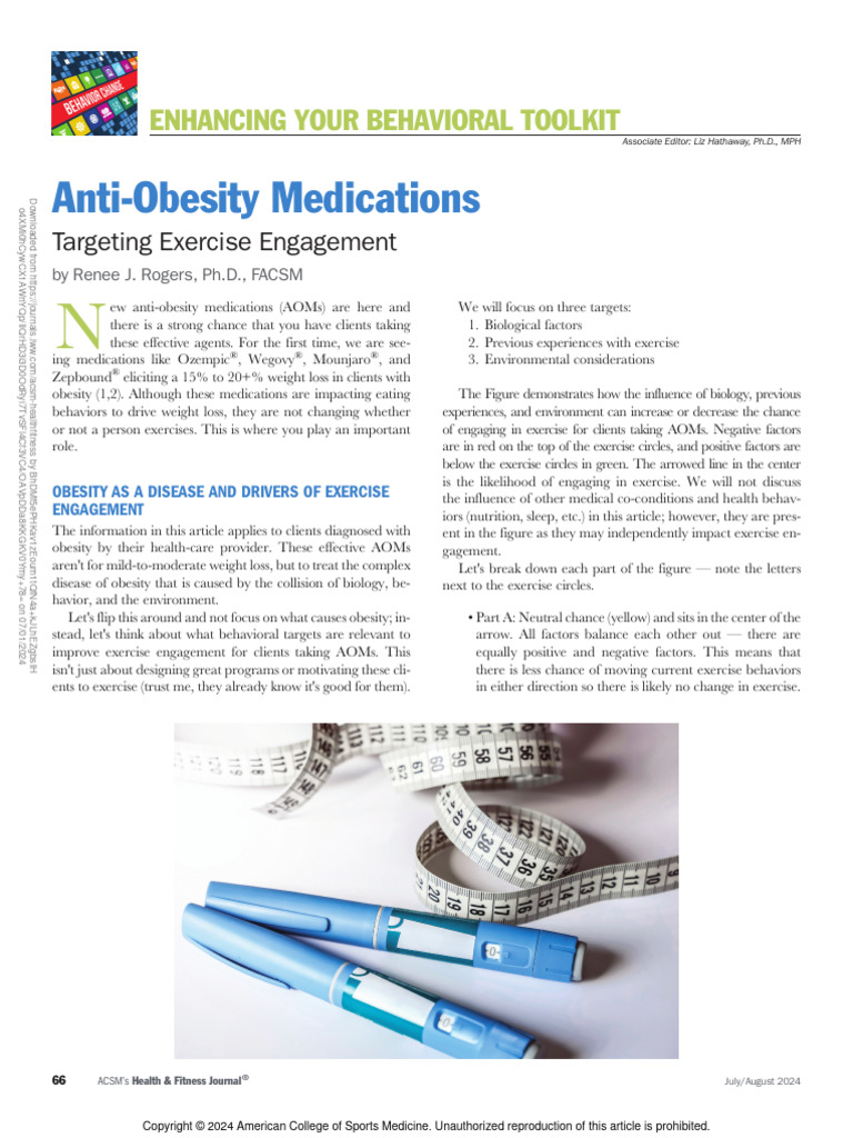 Anti-Obesity Medications Targeting Exercise Engagement Rogers, Renee J ...
