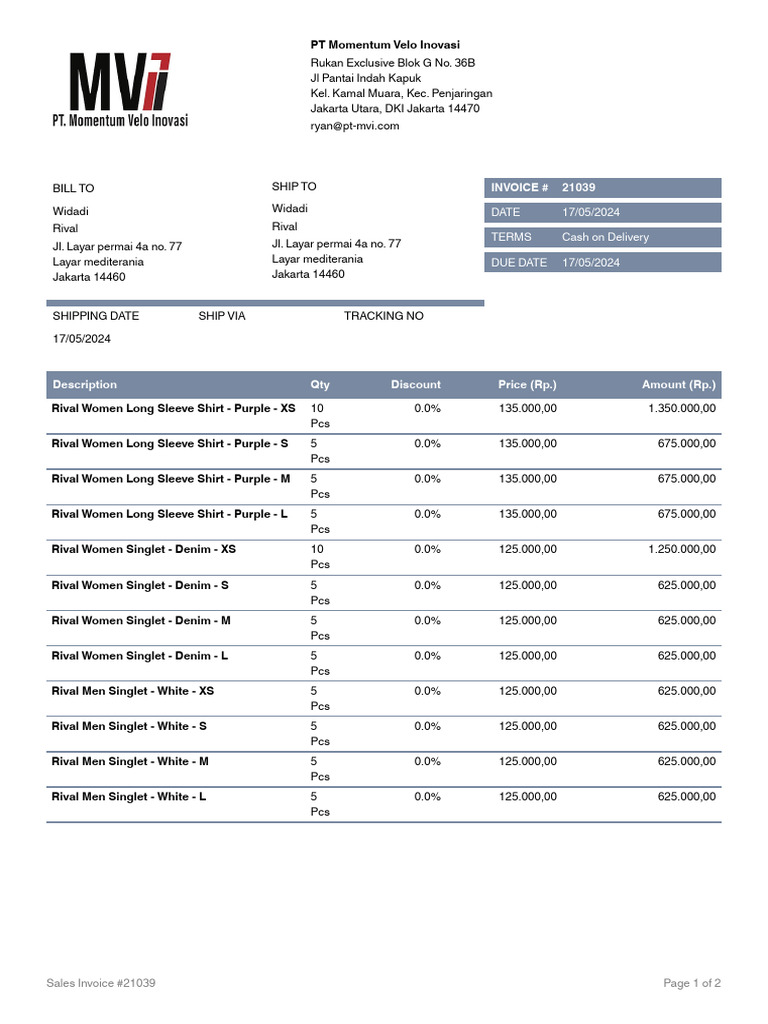 Sales Invoice Rival Batch 3 #21039 | PDF | Money