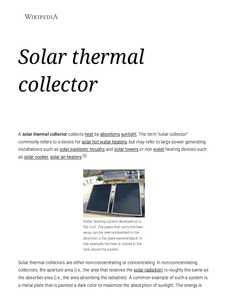 Solar Thermal Collector - Wikipedia | PDF | Solar Energy | Physical ...