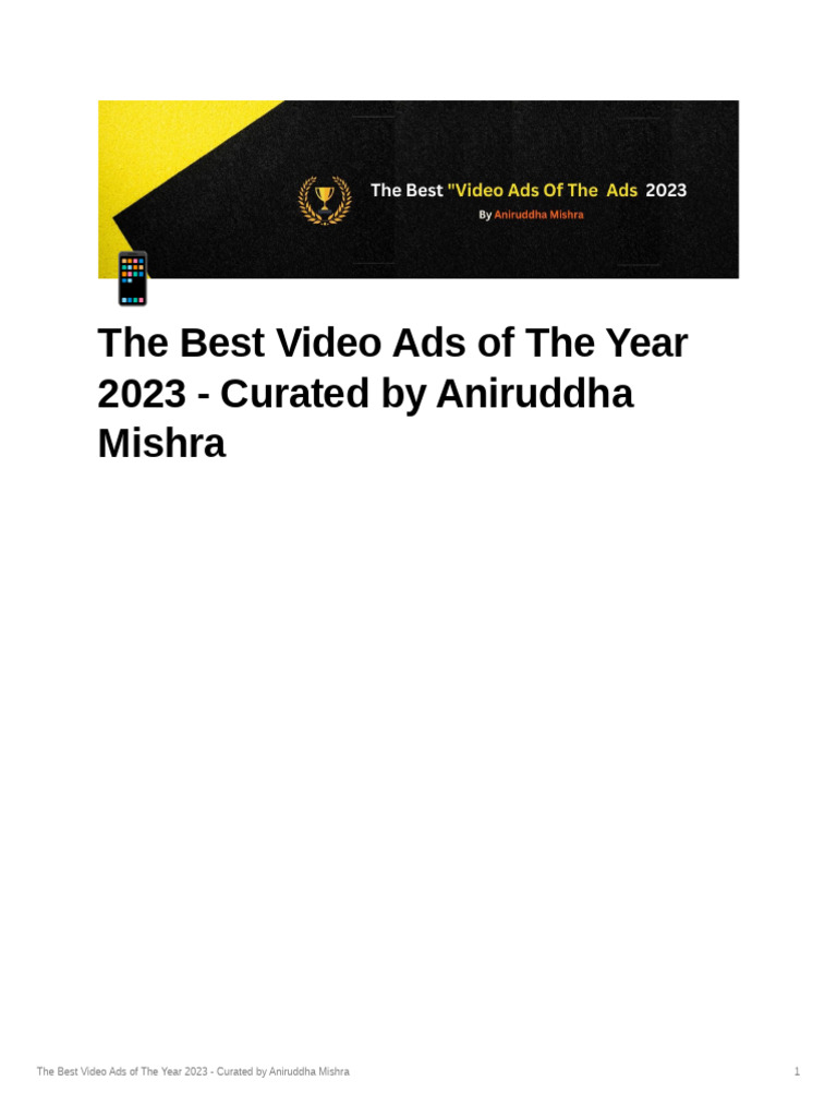 The Best Video Ads of The Year 2023 - Curated by A | PDF | Brand ...