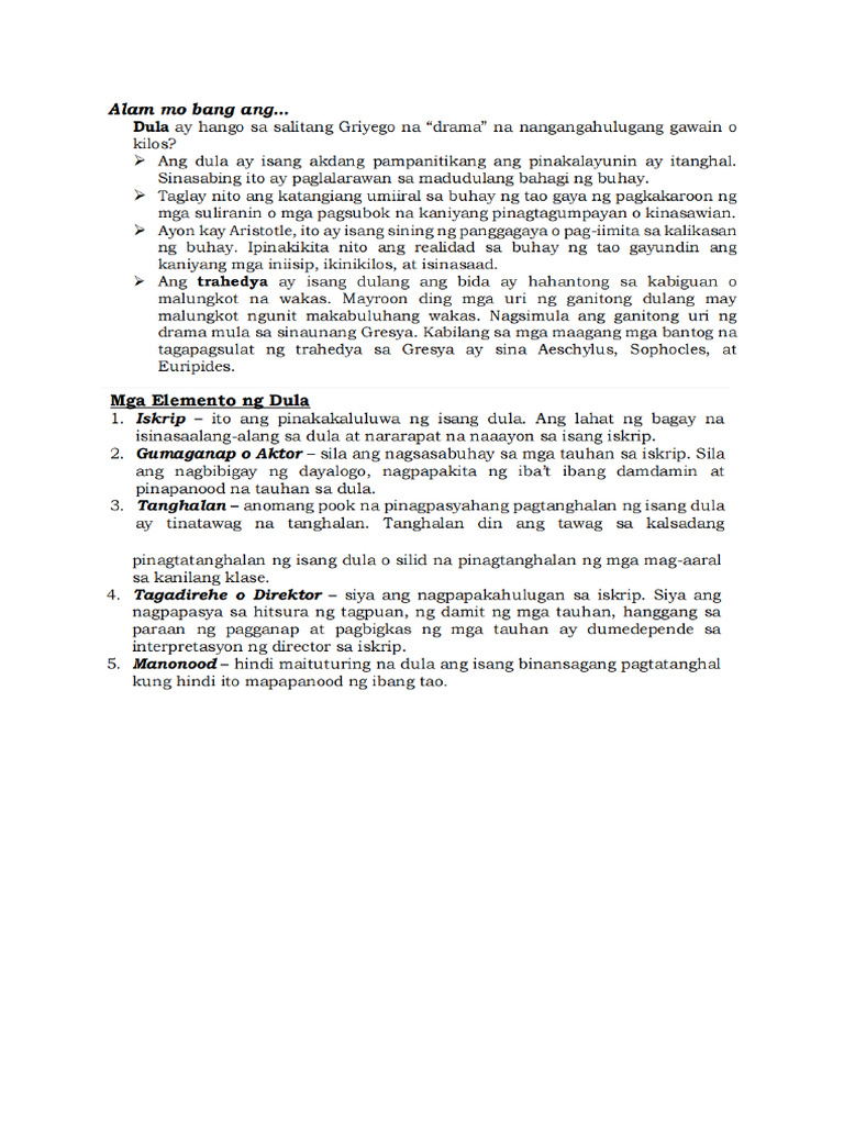 Dula at Tula Reviewer | PDF