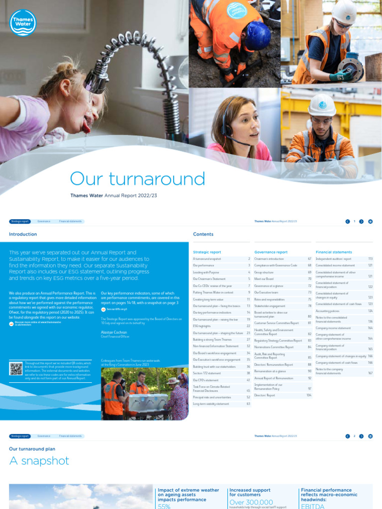 Thames Water Annual Report 2022 23 | PDF | Climate Resilience | Governance