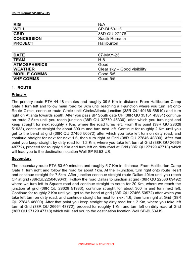 SP-BL53-US Route Report | PDF | Earth Sciences