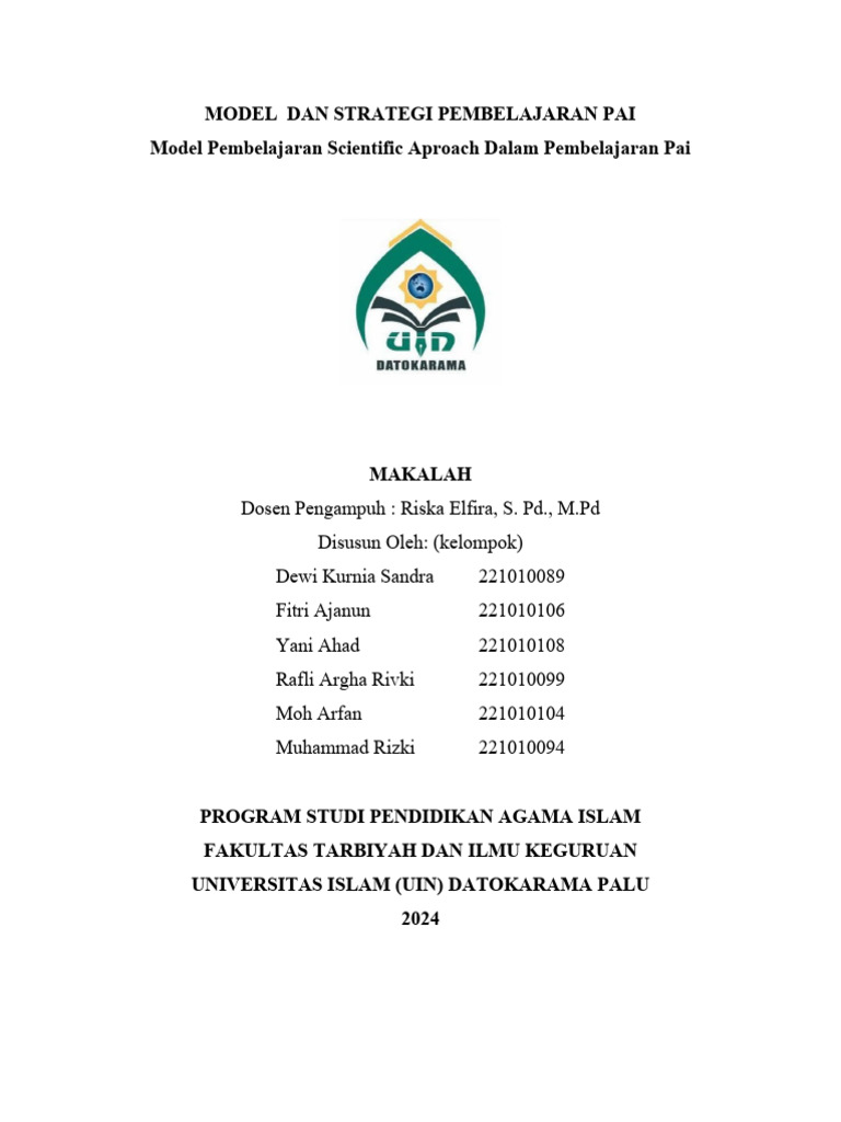 Model Dan Strategi Pembelajaran Pai | PDF