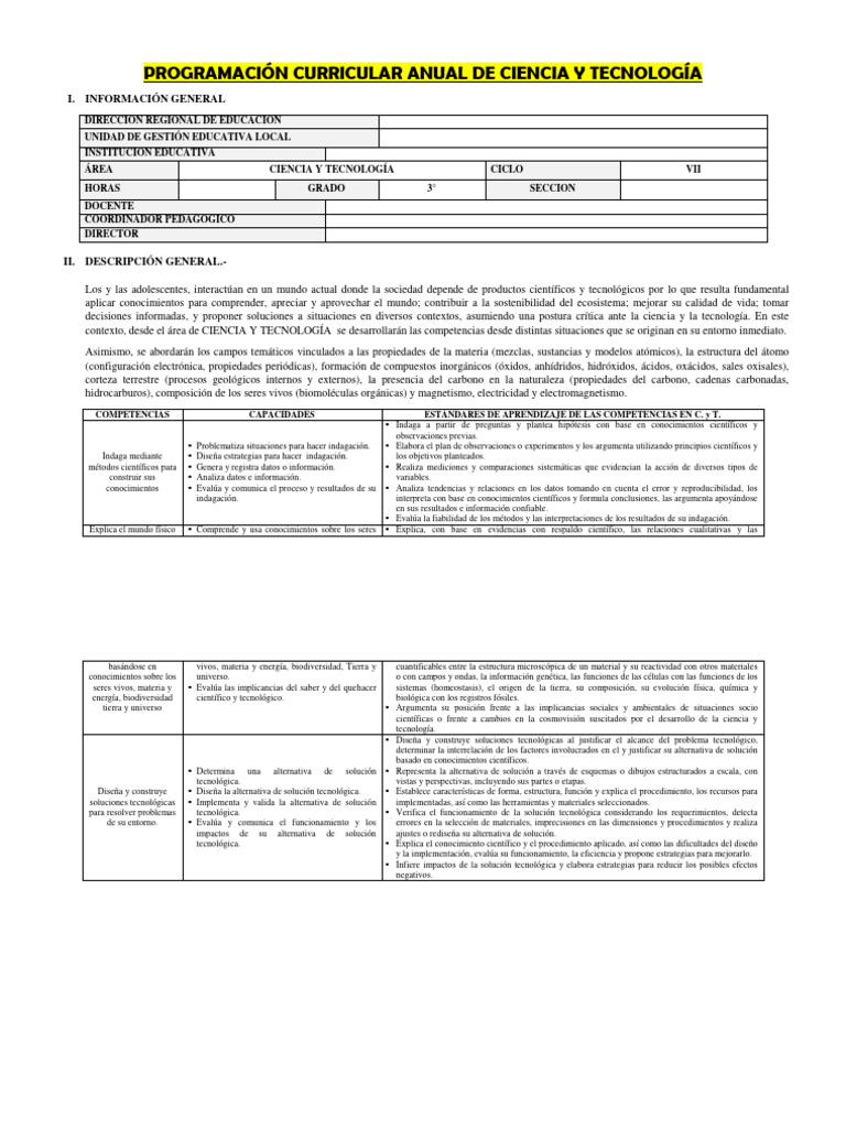 Modelo de Programacion Anual CTA-1-14 | PDF | Enseñando | Aprendizaje
