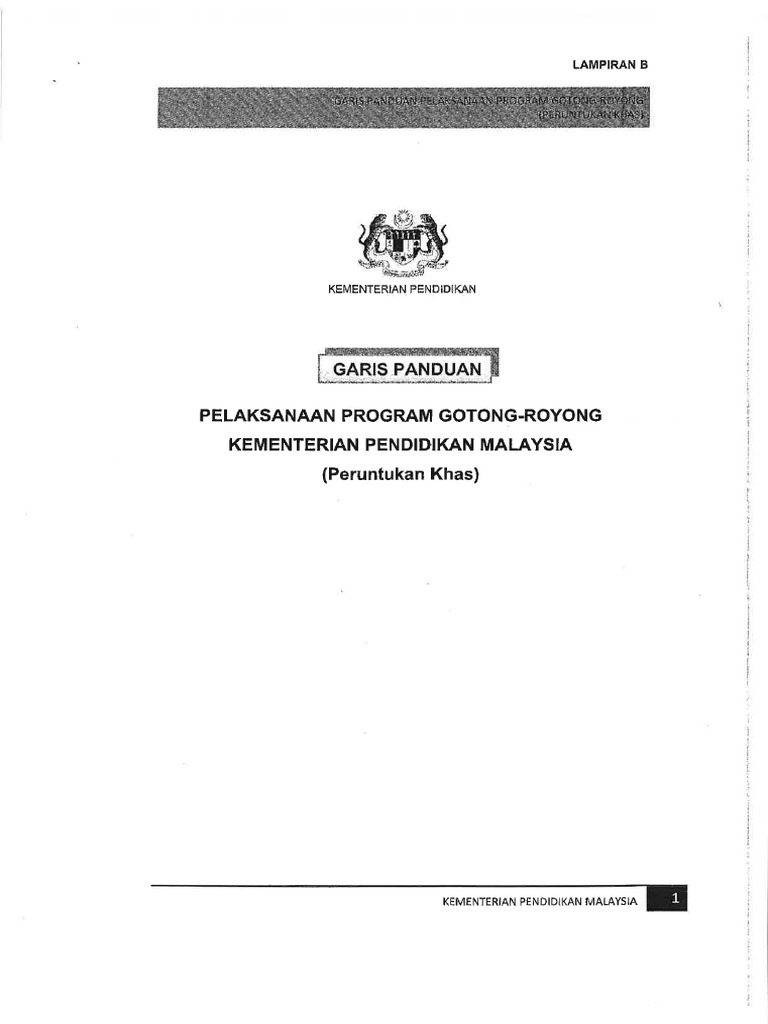 Garis Panduan Pelaksanaan Program Gotong Royong KPM | PDF