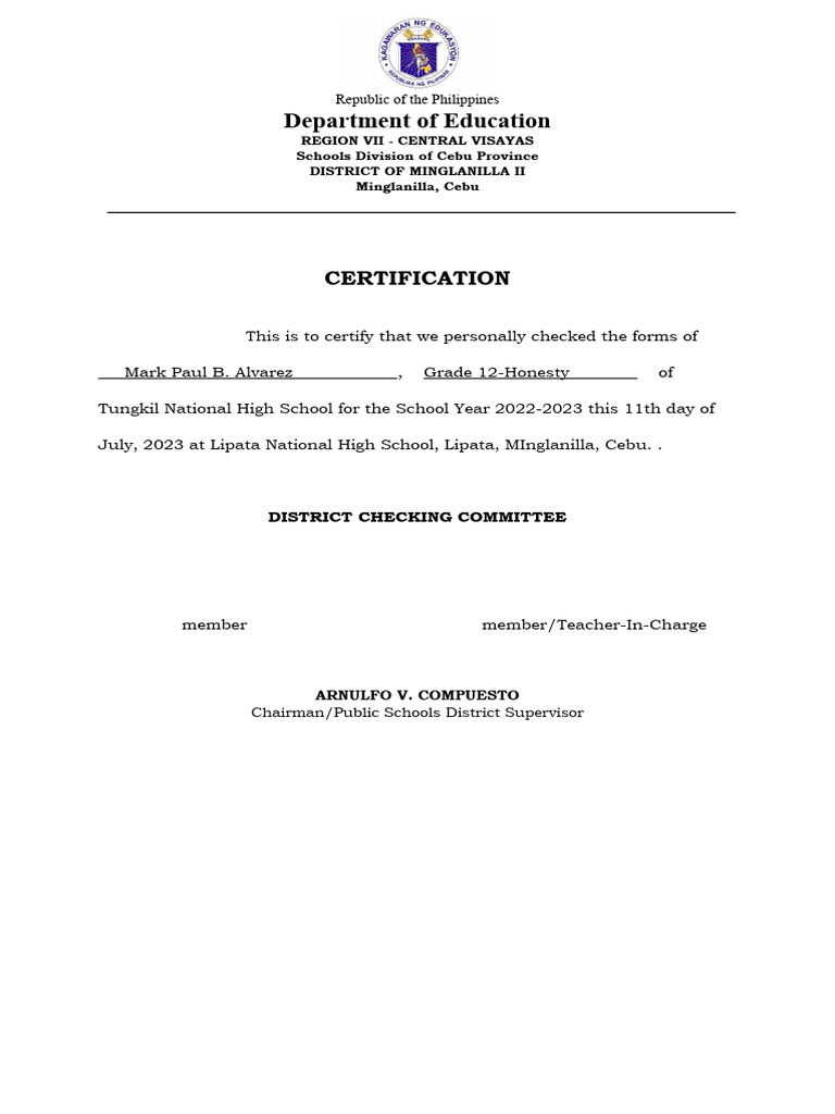 Certification Checking Committee | PDF