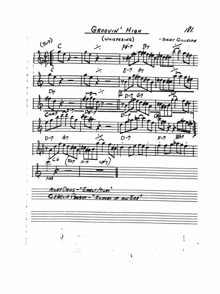 Groovin' High Eb Lead Sheet | PDF