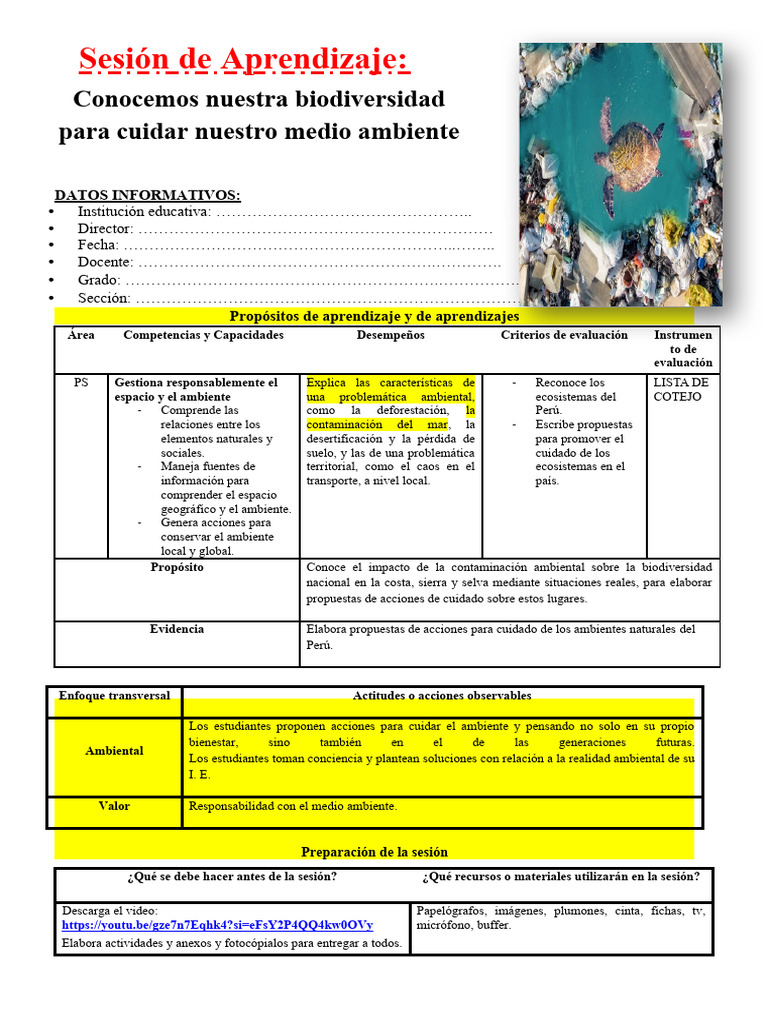 5º Grado Dia 1 Ps. Conocemos Nuestra Biodiversidad para Cuidar Nuestro ...