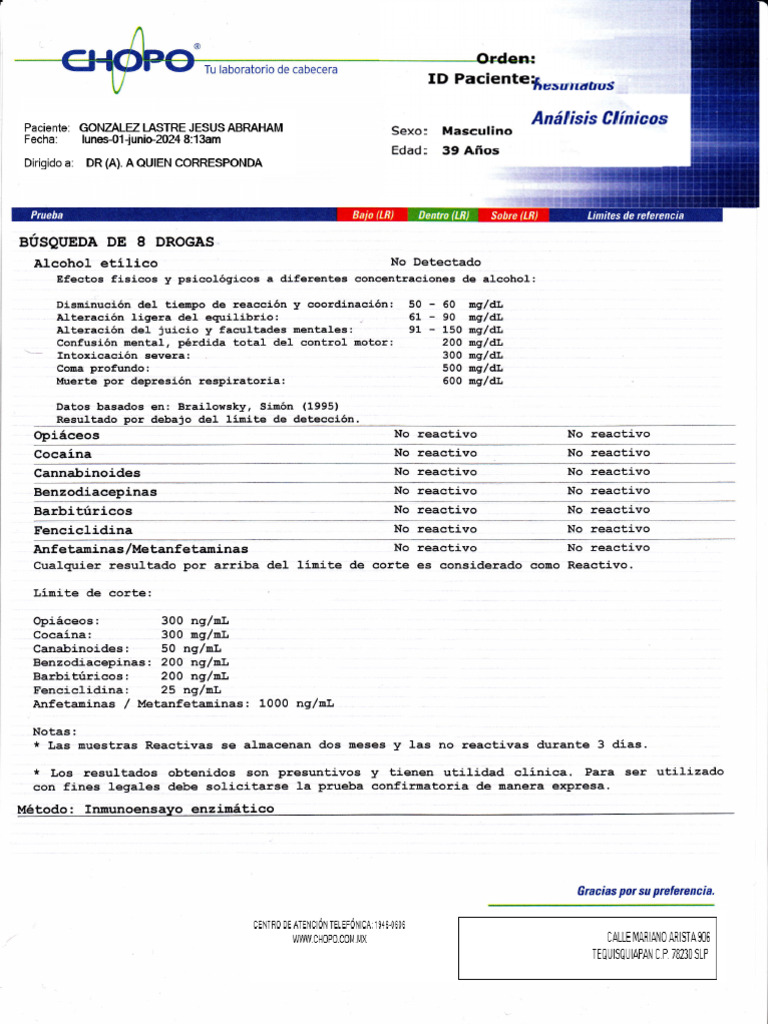 L-01-06-24 Analisis-Antidoping CHOPO | PDF | Medicina CLINICA | Medicina