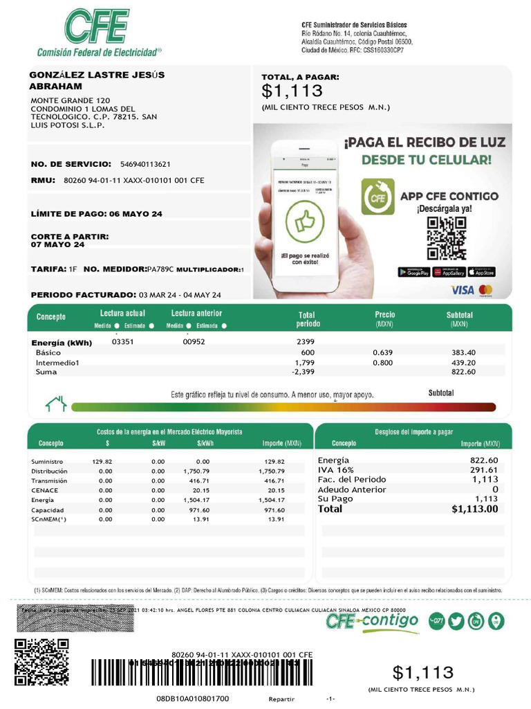 Comprobante de Domicilio (CFE) | PDF