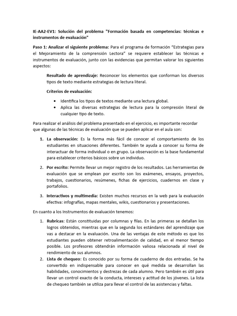 Ie Aa2 Ev1 | PDF | Evaluación | Aprendizaje