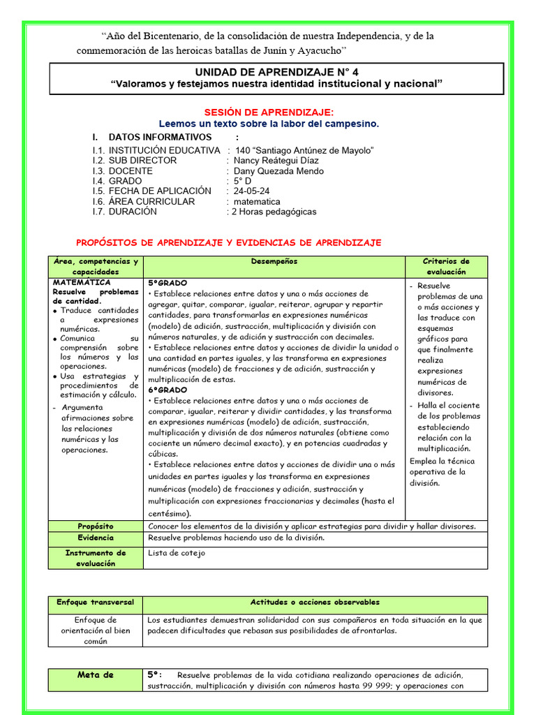 Ses-Mierc-Mat-Conocemos Los Elementos de La División, Aprendemos A Dividir | PDF | División ...