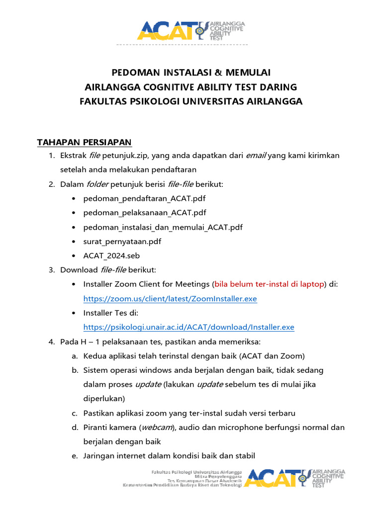 Pedoman Instalasi Dan Memulai ACAT | PDF