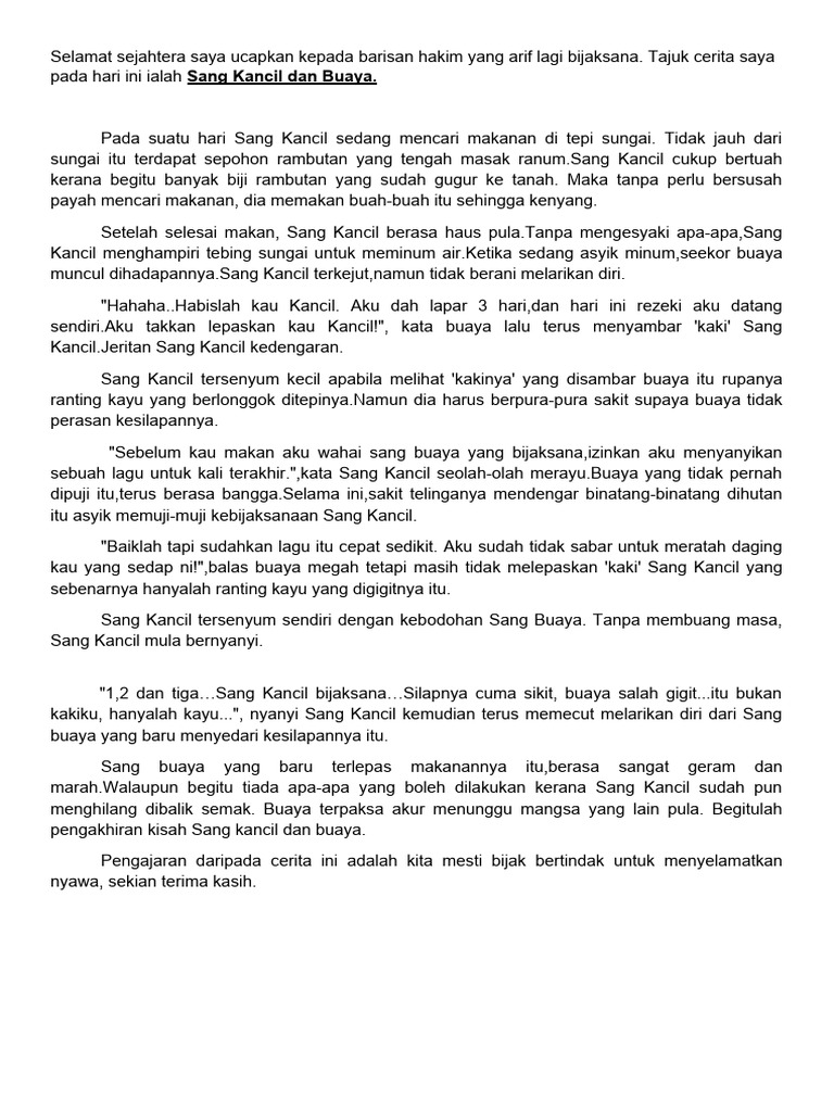 Cerita Sang Kancil Dan Buaya Pdf