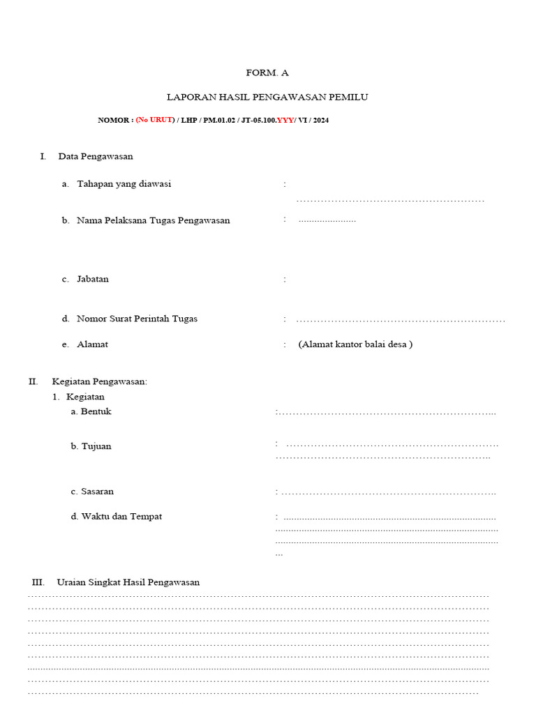 Form A Kosongan PKD Word Exel | PDF